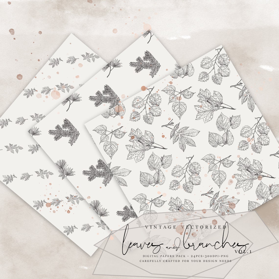 Leaves Digital Paper Vol.2 Leaves Clipart Seamless Pattern - Etsy