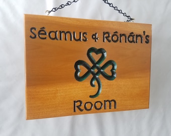 Rustic Wooden Celtic Knot Wall Sign Irish Design Carved Etched ...