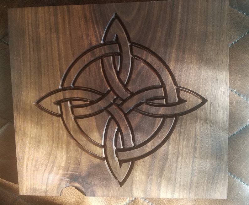 Rustic Wooden Celtic Knot Wall Sign Irish Design Carved Etched ...