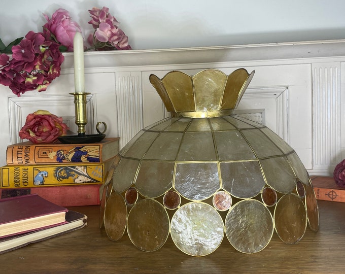 Vintage Capiz Shell Lamp Shade / Art Decor Style /antique Style Large ...