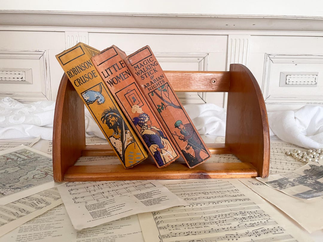 Vintage Small Wooden Bookshelf /pine Wall Shelf /rustic Desk Bookshelf ...