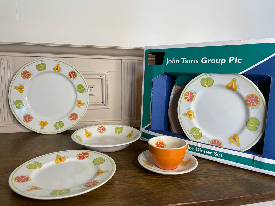 Vintage Tams 20 Piece Dinner Set / Fruit Print Tableware / Boxed Set ...