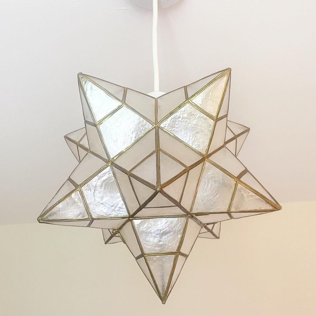 Vintage Capiz Shell Hanging Star Lampshade /gold and Silver Moravian ...