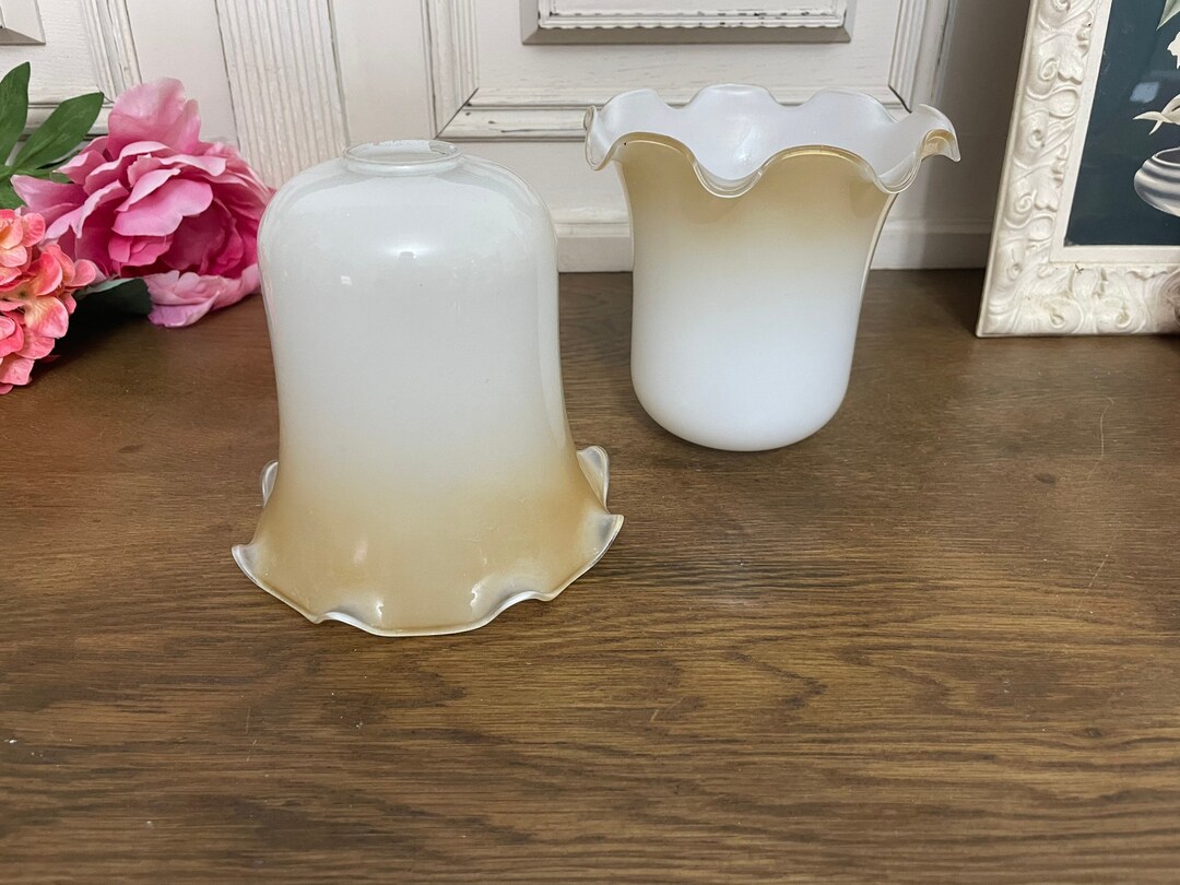 Vintage Frosted Glass Lampshade/ombre Tulip Shade /art Deco Smoked ...