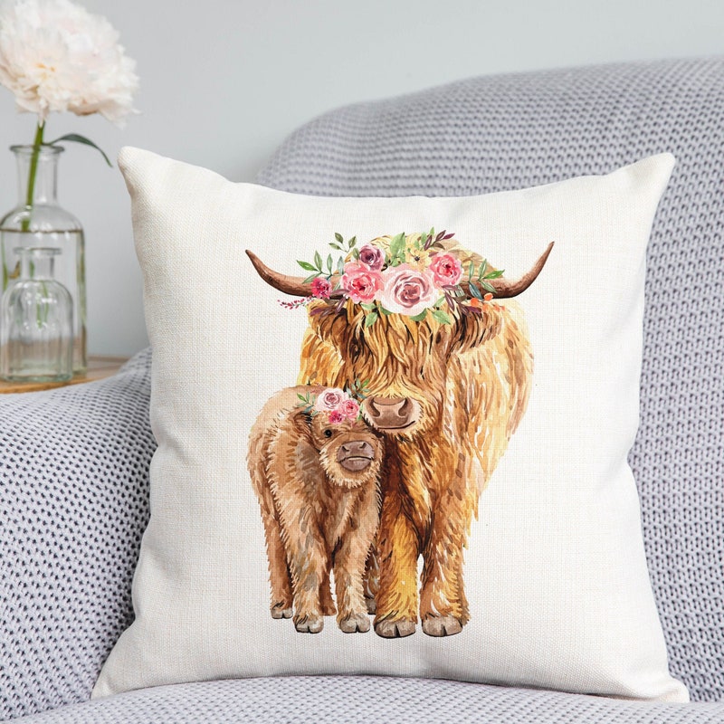 Highland Cow Cushion - Etsy UK
