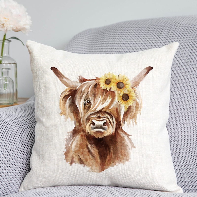 Highland Cow Cushion - Etsy UK