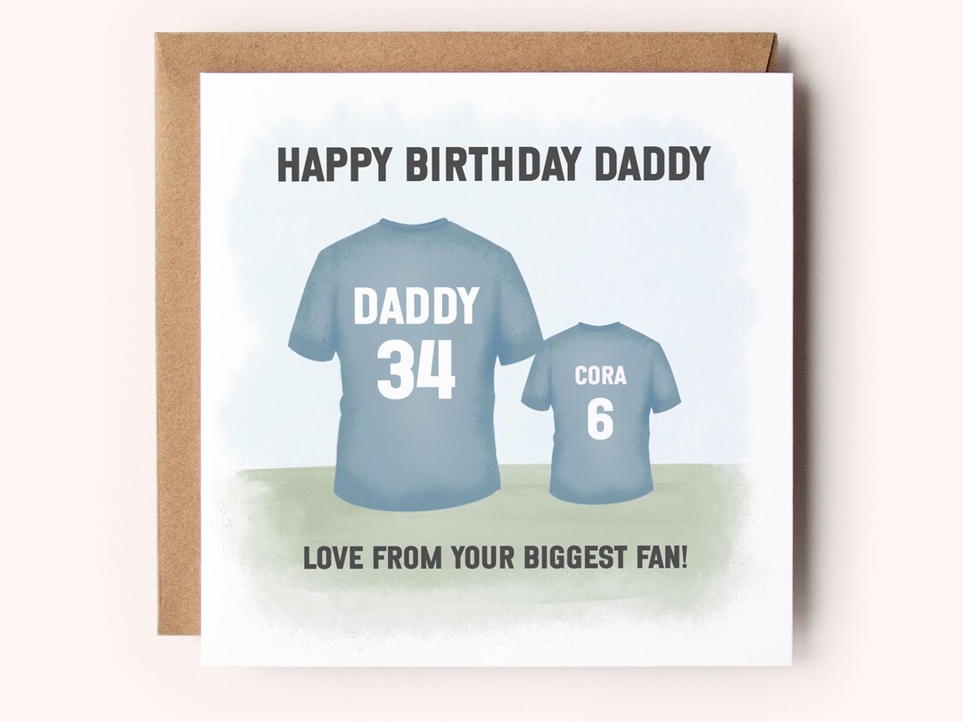 Personalised Daddy Card - Daddy Football Shirt Card - Daddy Football ...