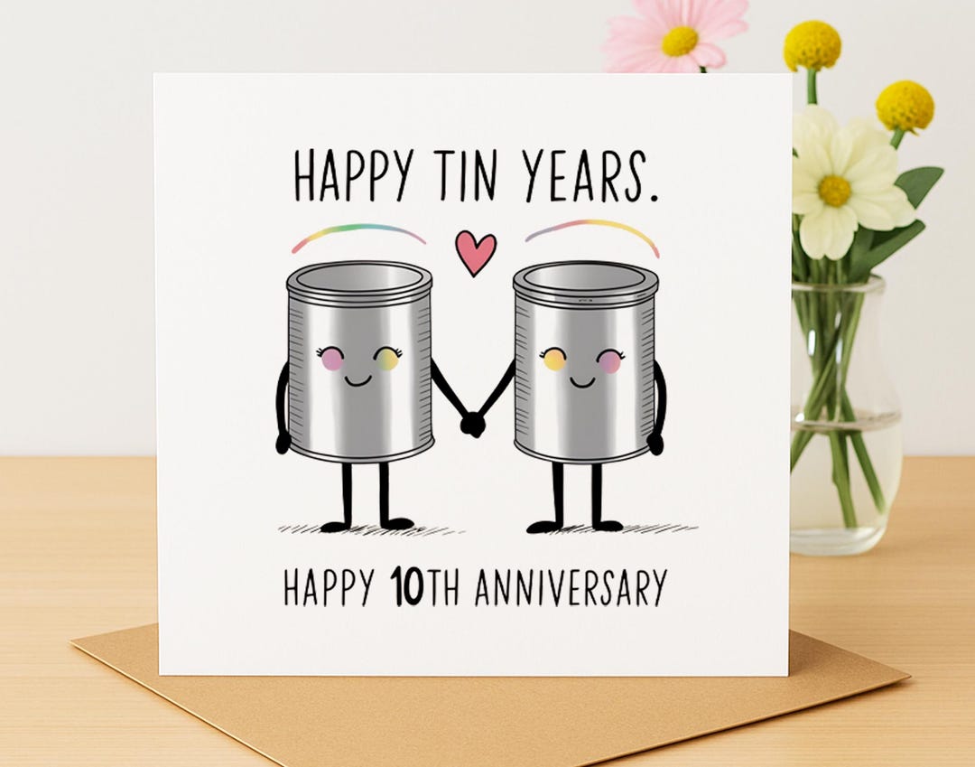 Happy Tin Years – 10th Anniversary Card: – Tin Anniversary Card - 10th ...
