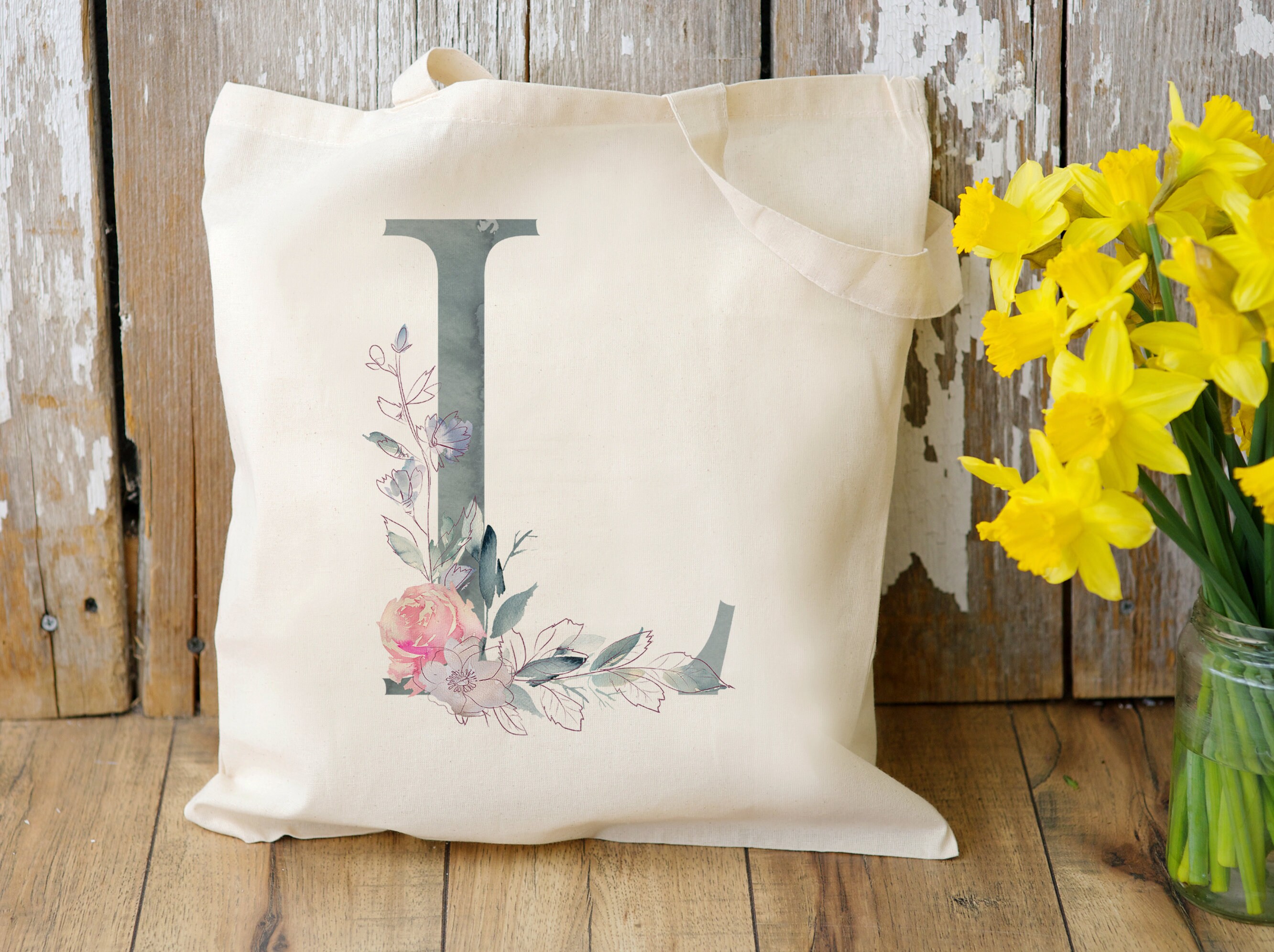 Personalised Initial Tote Bag | Etsy