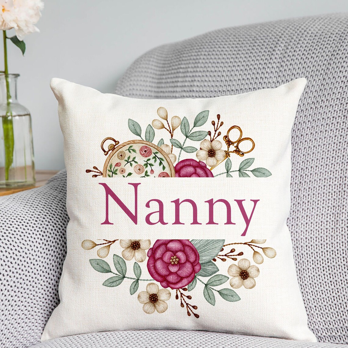 Nan Floral Cushion Nanny Cushion Nan Gift | Etsy