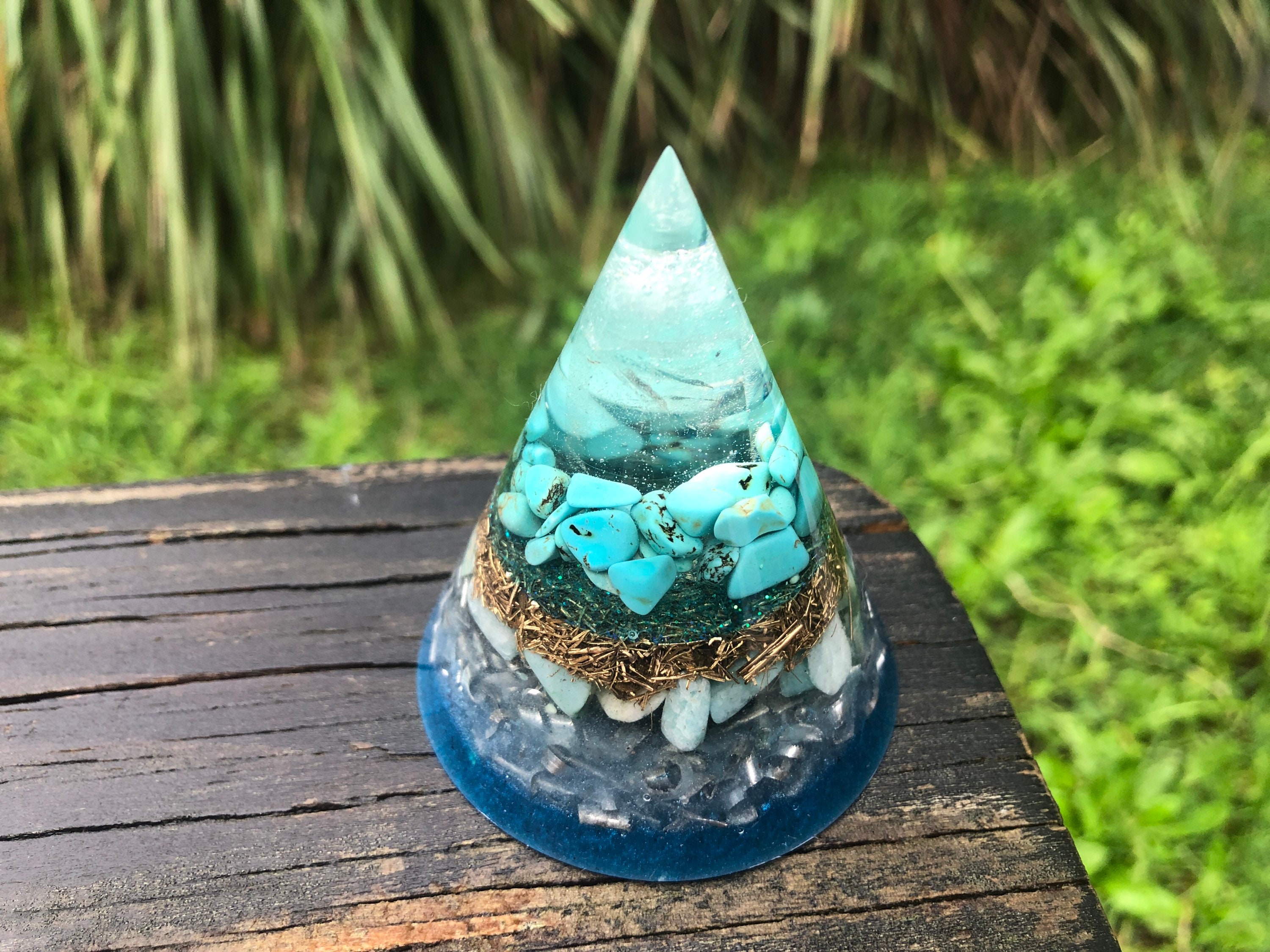 Crystal Orgone Energy Cone Turquoise Blue Glow in the Dark | Etsy