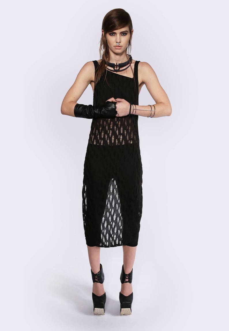 Long Distressed Singlet Dress Sheer Summer Dress Dark Fashion Dystopian ...
