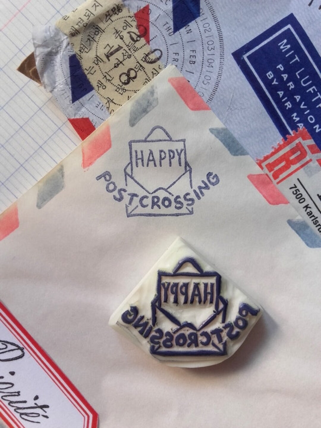 Tampon Happy Postrcrossing Fait-main Tampon Happy Mail Tampon En Forme ...