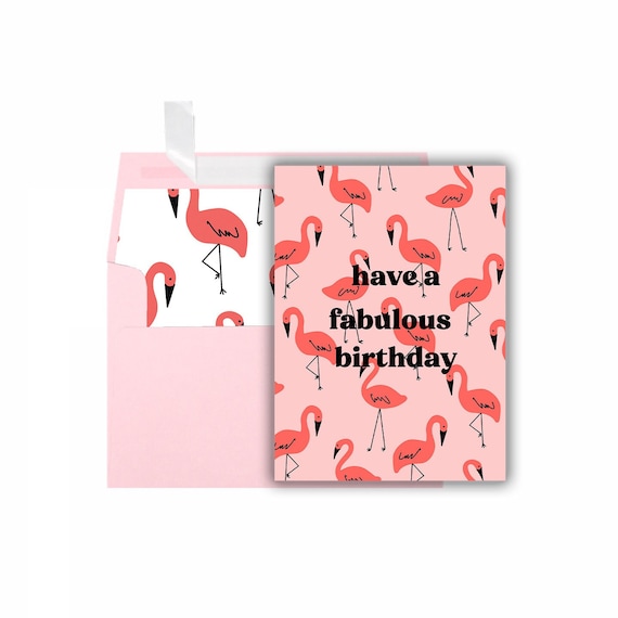 Flamingo Birthday Card - Etsy