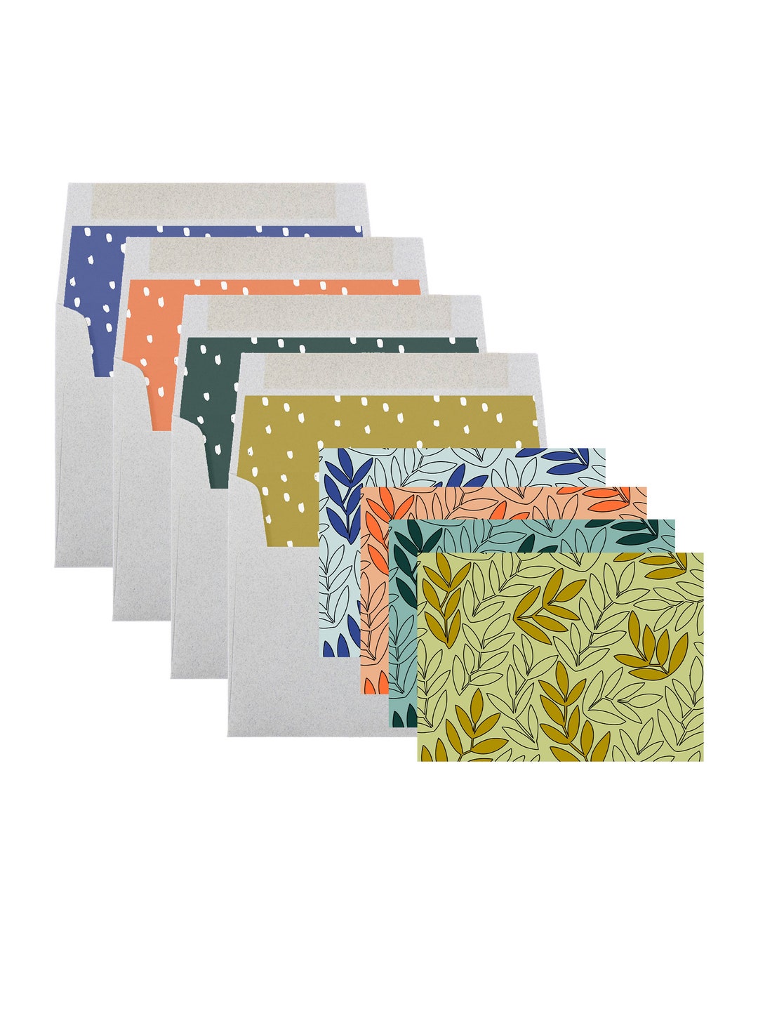 Leaf Design Greeting Card - Set of 4 - Etsy