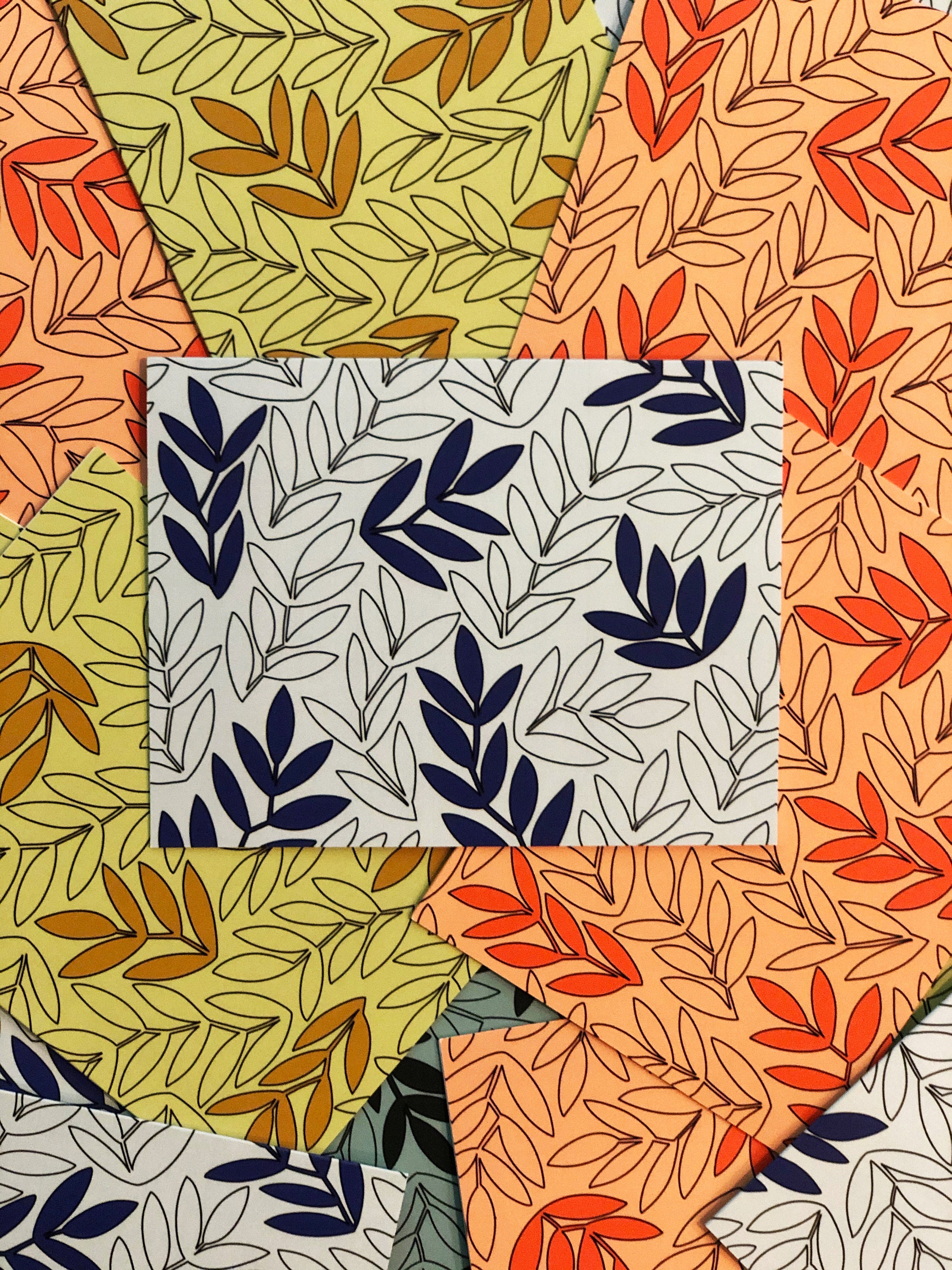 Leaf Design Greeting Card Set of 4 - Etsy