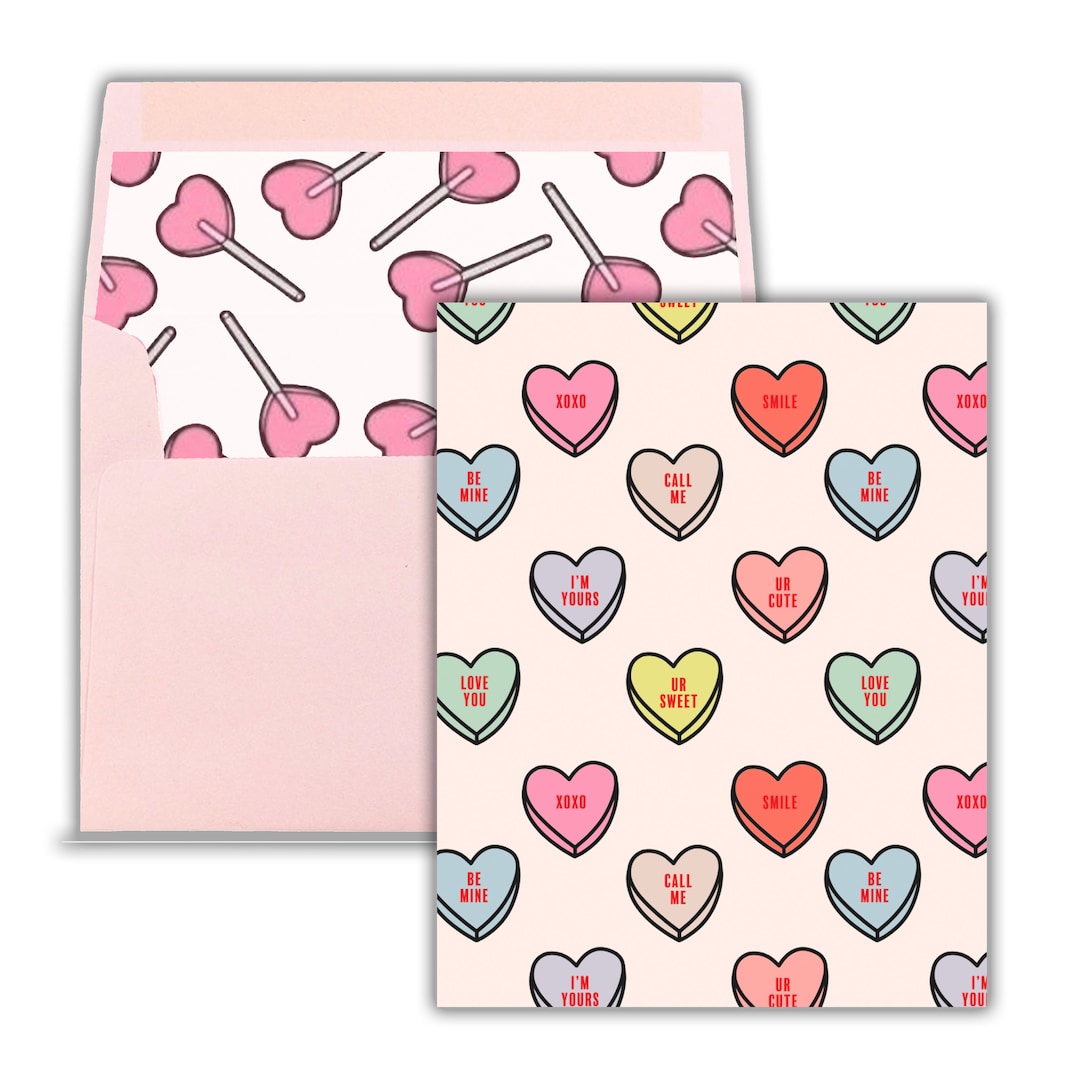 Conversation Hearts Valentines Card - Etsy
