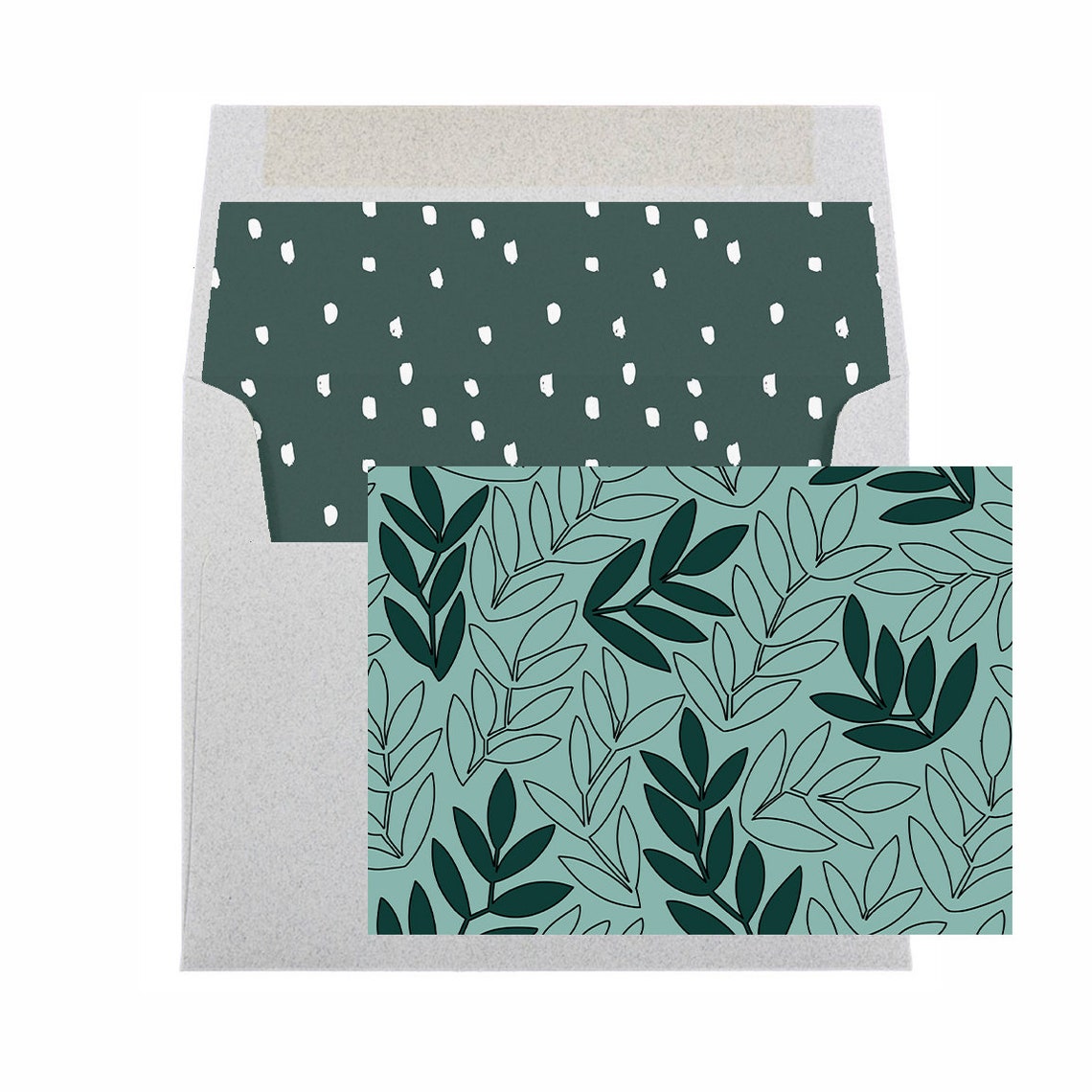 Leaf Design Greeting Card - Set of 4 - Etsy