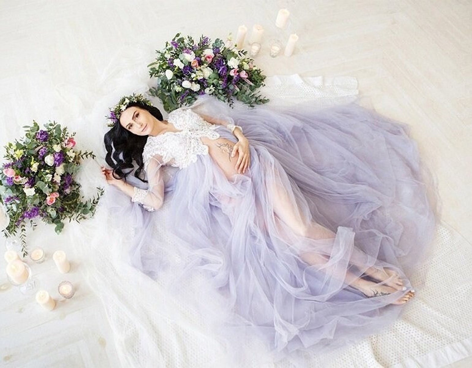 Lavender Pregnancy Photo Prop Maternity Photo Boudoir Dress - Etsy