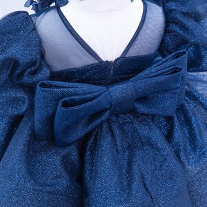 Navy Blue Puffy Birthday Baby Toddler Dress, Flower Girl Dress ...