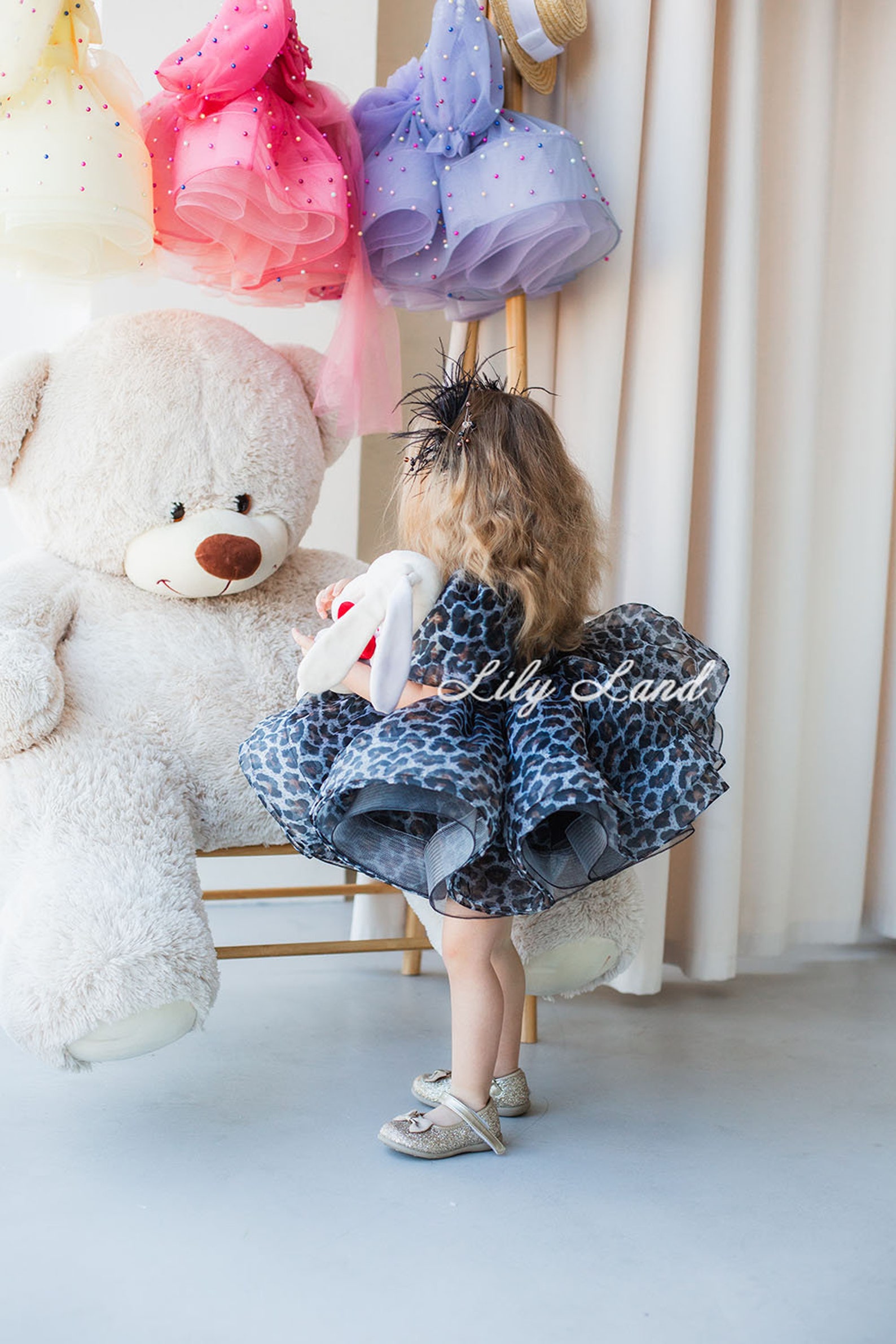 Leopard Puffy Halloween Birthday Baby Dress, Wedding Guest Dress With ...
