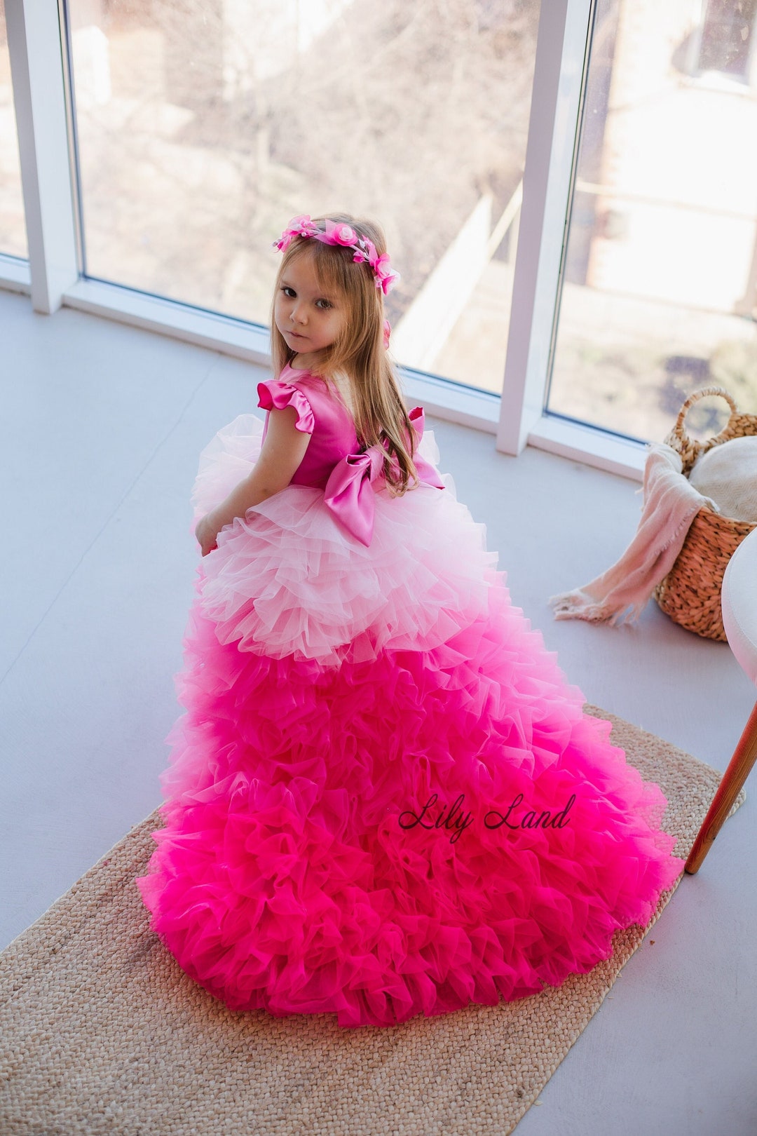 Pink Ombre Toddler Dress, Flower Girl Dress, Toddler Birthday Princess ...