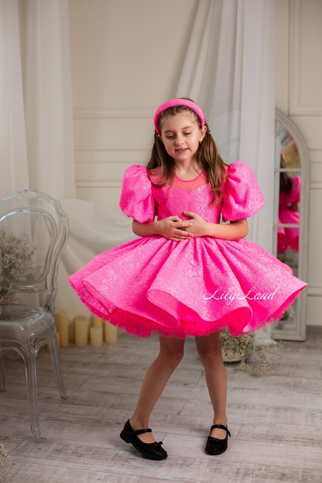 Hot Pink Tutu Birthday Party Dress, Sequined Puffy Baby Lace Dress, Pageant Special Occasion ...