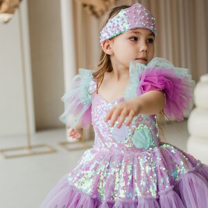 Purple Mermaid Theme Party Costume, Toddler Birthday Outfit, Starfish ...