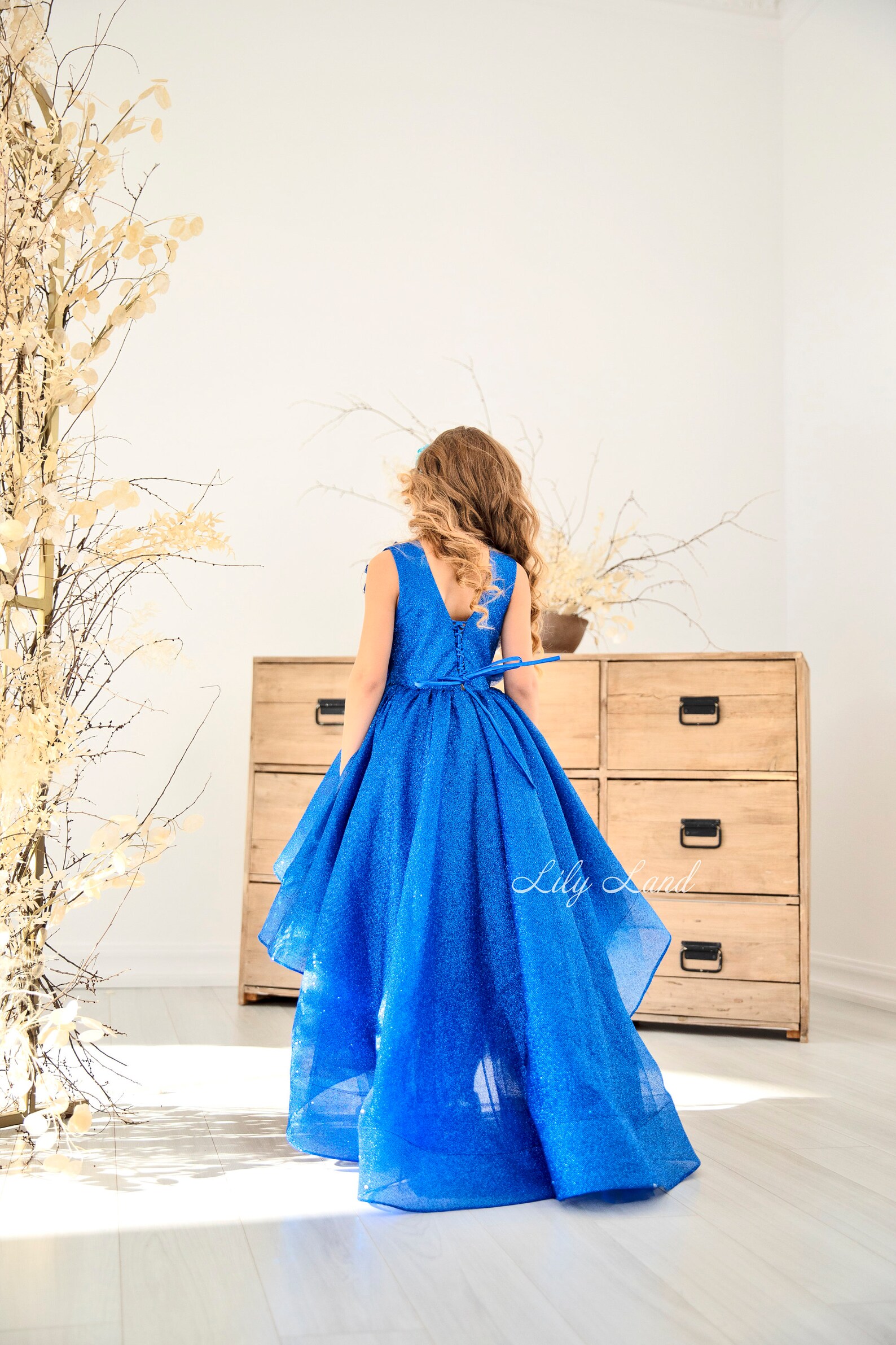Blue Flower Girl Dress Glitter Dress for Baby Girl Birthday | Etsy