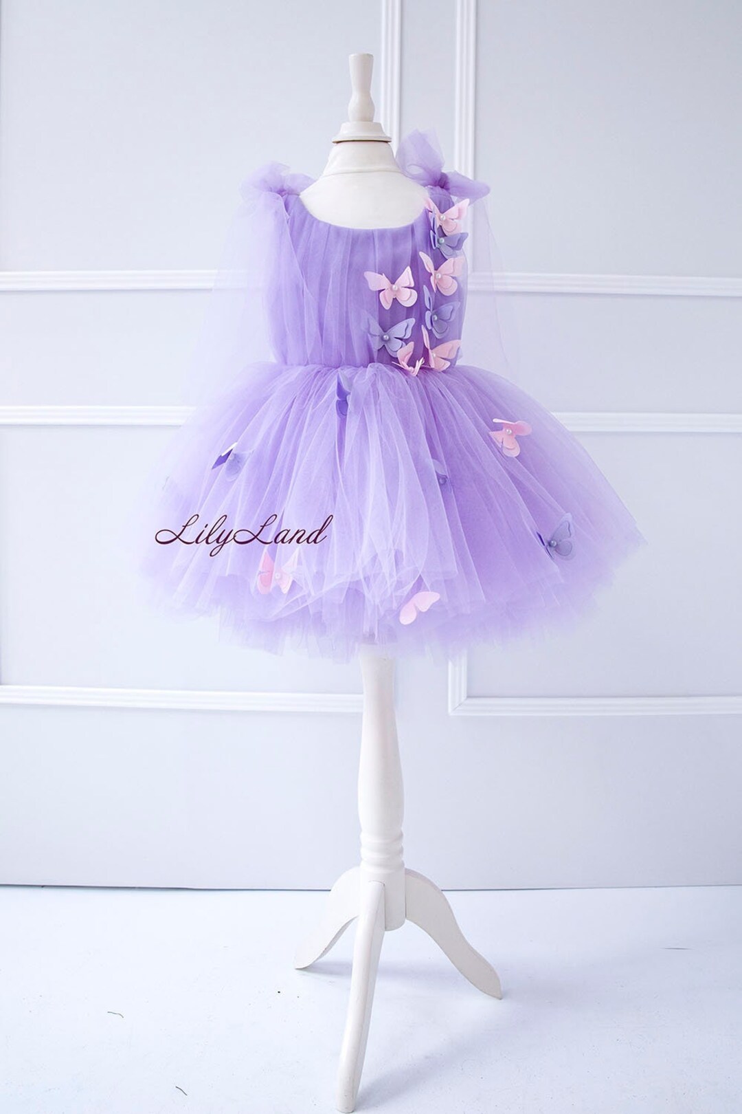 Lilac Baby With 3D Butterflies Birthday Dress, Flower Girl Dress ...