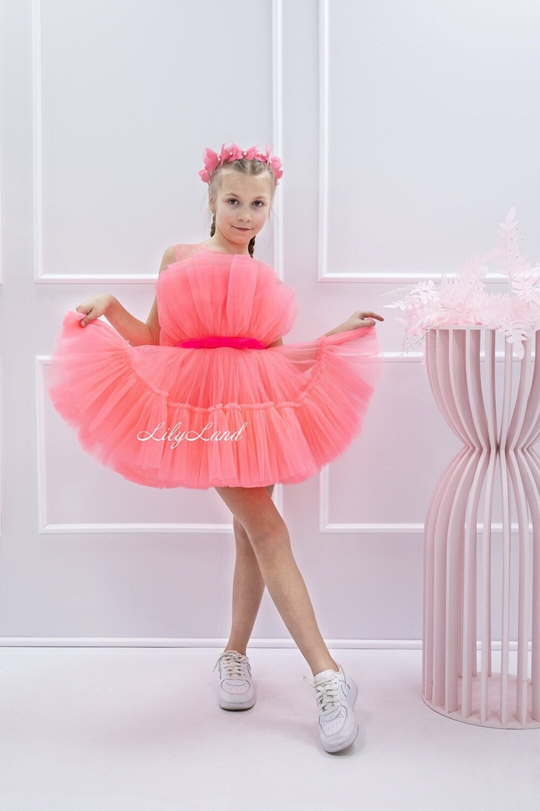 Neon Pink Special Tutu Birthday Dress, Occasion Tulle Baby Dress ...