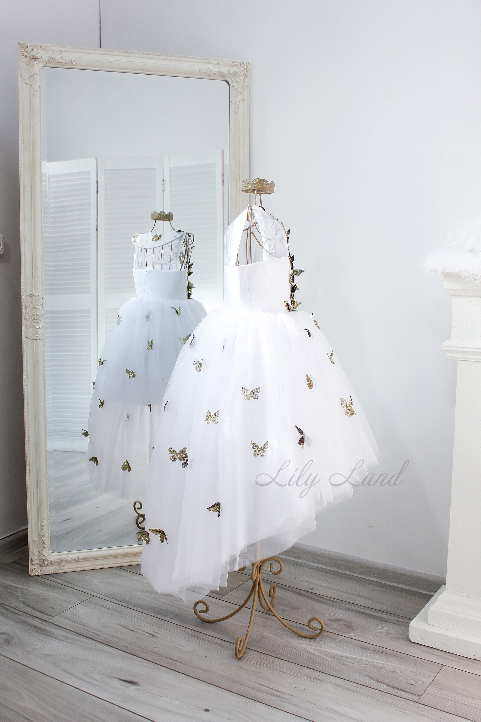 Gold Butterflies Girl Dress Butterfly Style Birthday Girl | Etsy