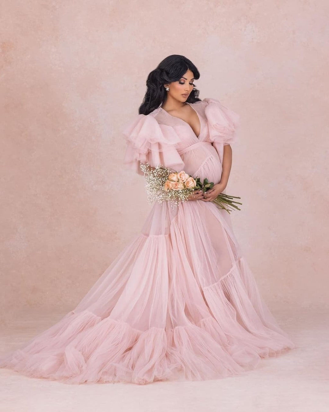 Maternity Photoshoot Boudoir, Transparent Woman Maxi Gown, Pregnant ...