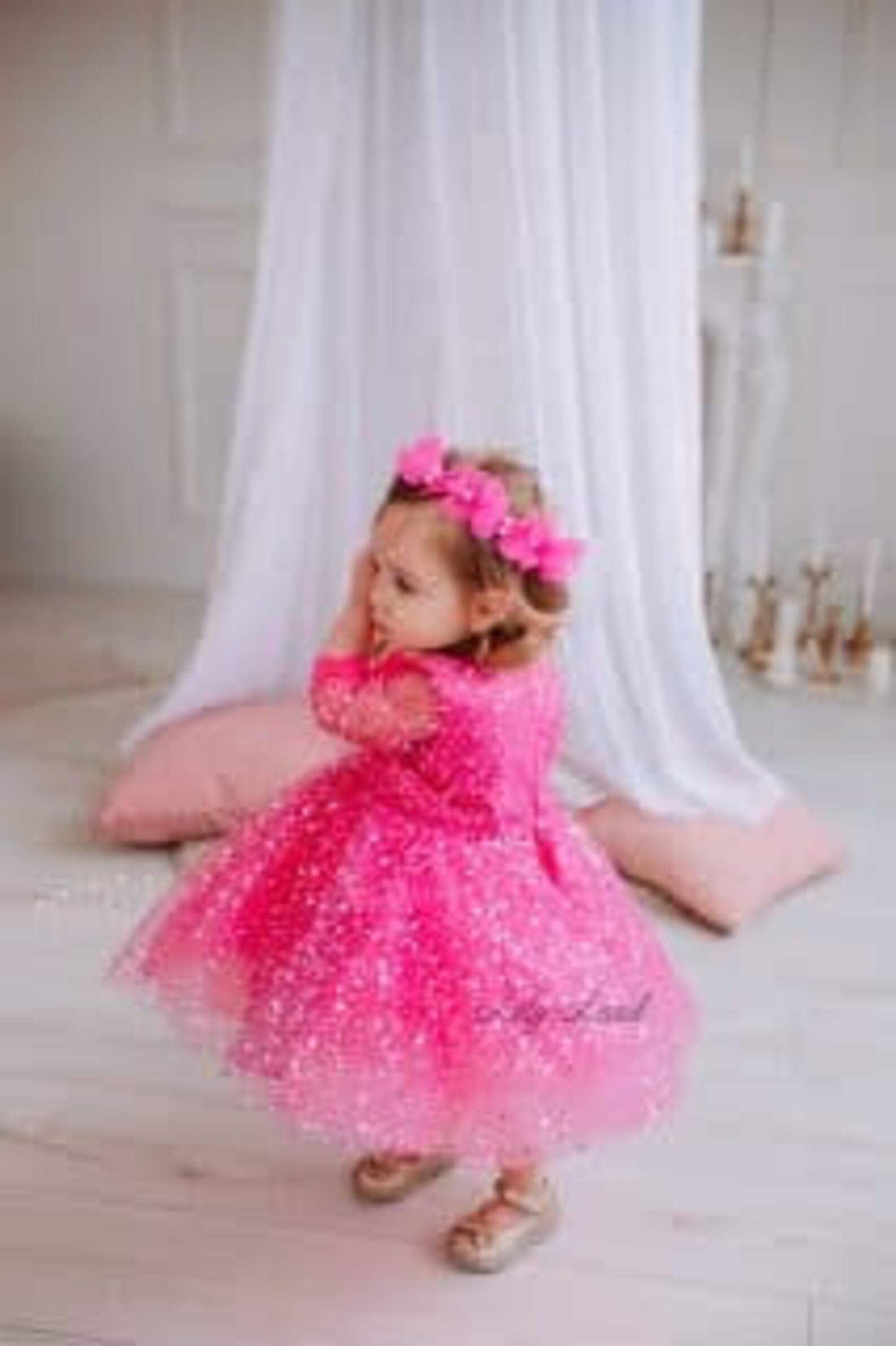 Pink Princess Baby Birthday Dress, Sparkling Tutu Flower Girl Dress ...
