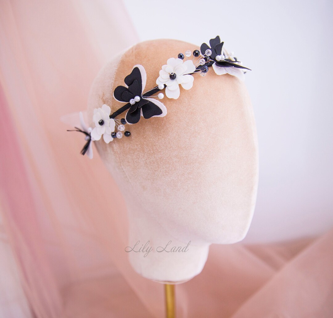 Black Butterfly Headband, Hair Accessories for Baby Girl, Flower Girl ...