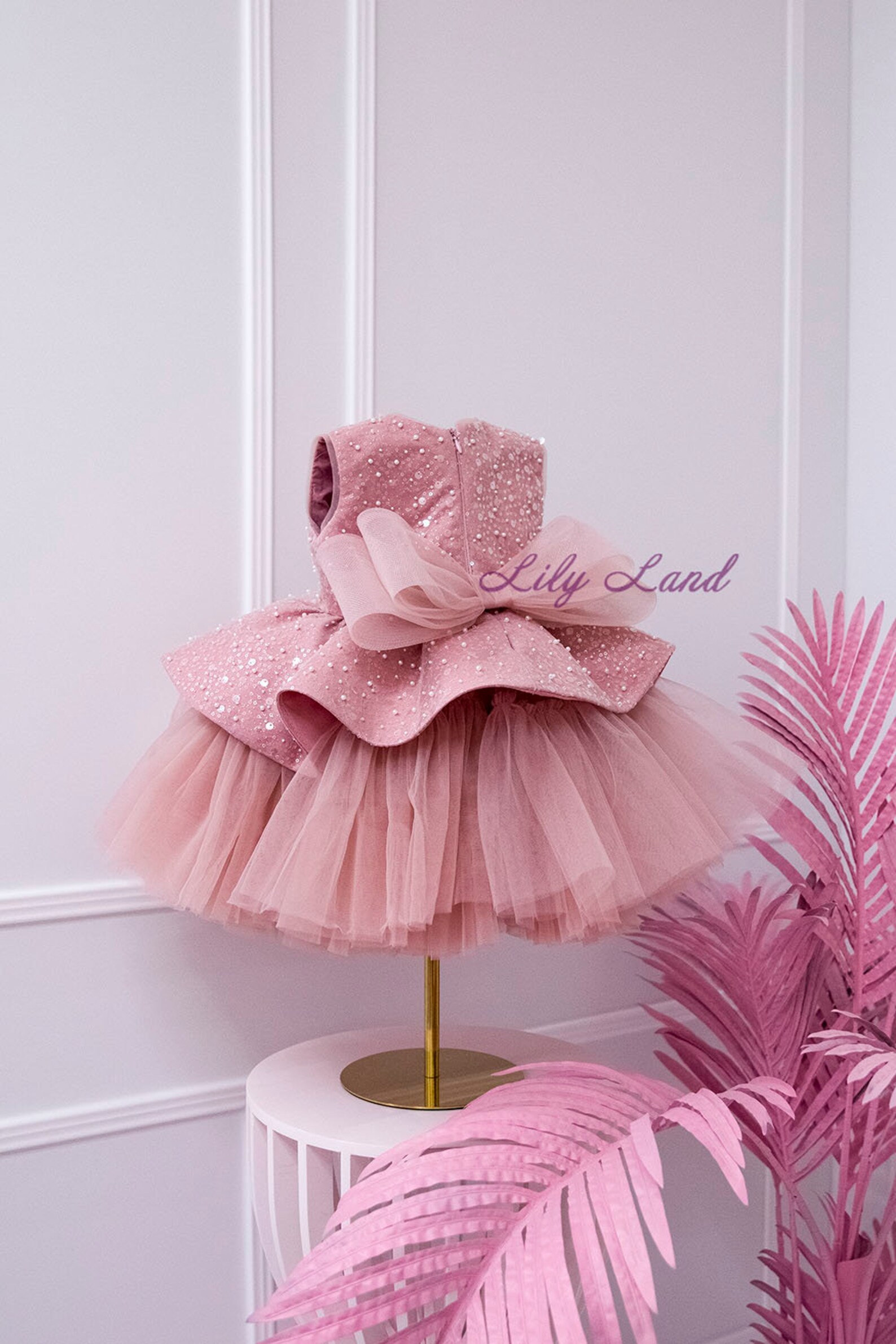 Dusty Rose Tutu Birthday Baby Dress Sparkling Flower Girl - Etsy