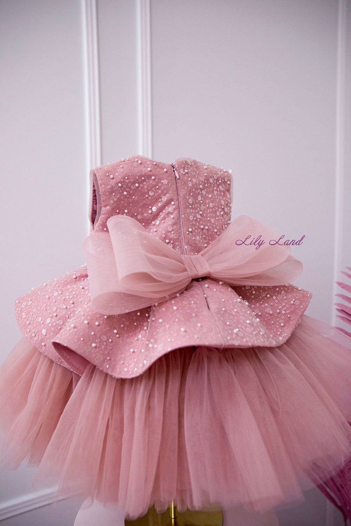 Dusty Rose Tutu Birthday Baby Dress Sparkling Flower Girl - Etsy