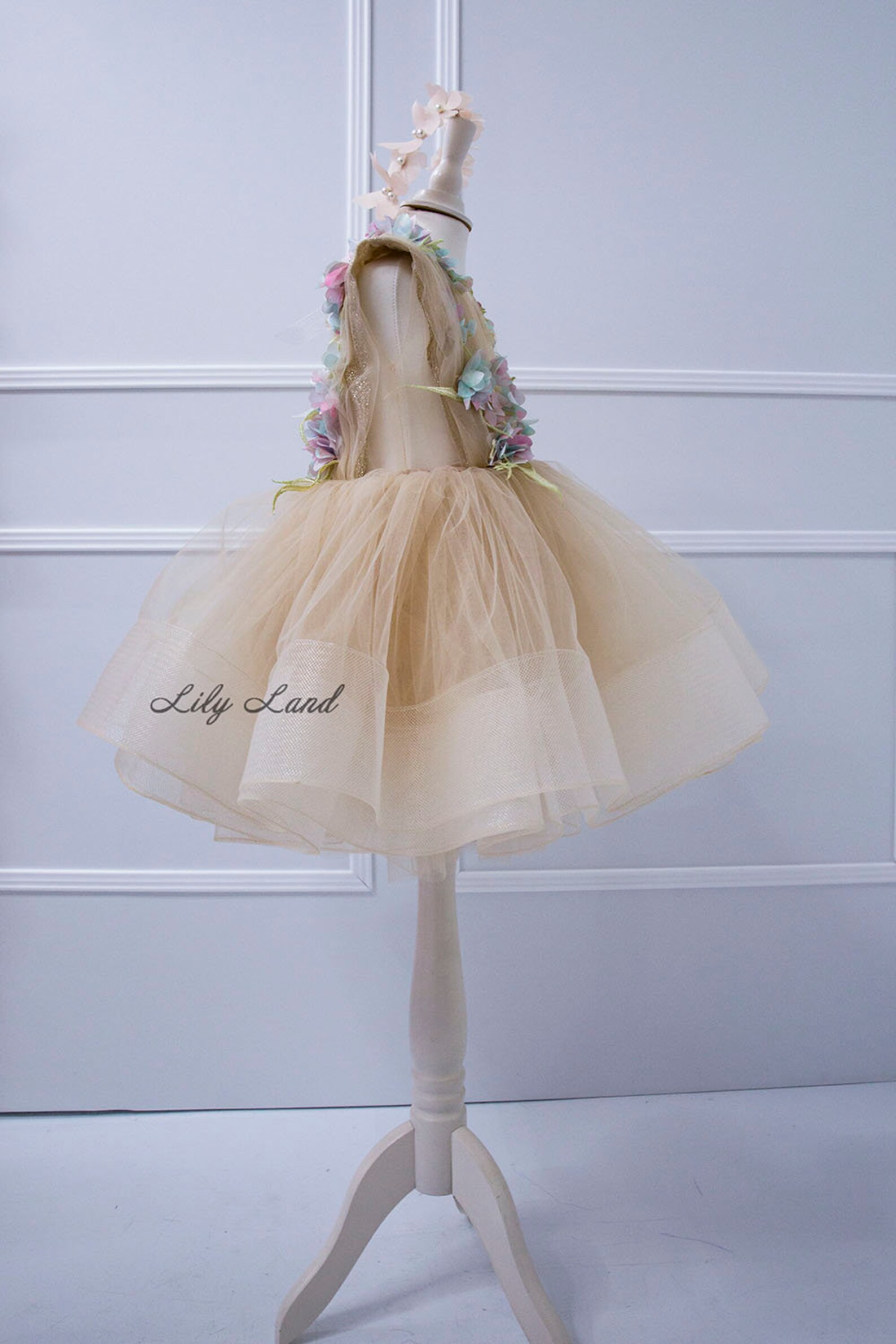 Floral Dress Birthday Party, Tutu Flower Girl Dress, Tulle Dress 3D ...