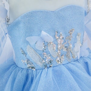 Blue Sparkling Christmas Holiday Girl Dress, Wedding Guest Flower Girl ...
