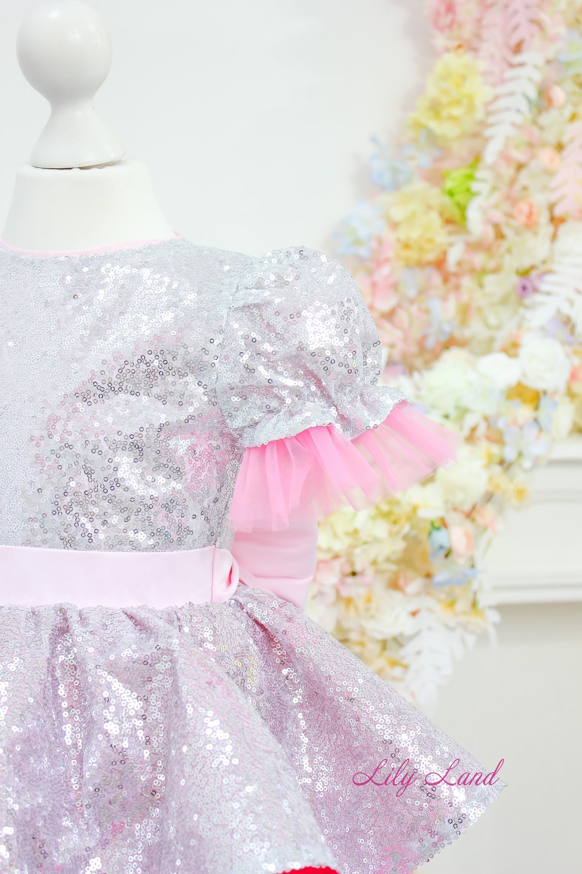 Silver Flower Girl Dress Birthday Girl Dress Maxi Layered - Etsy