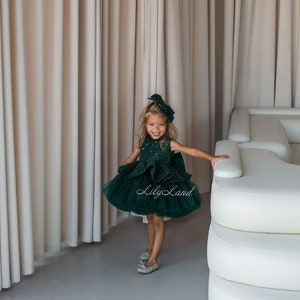 Emerald Green Sparkling Tutu Birthday Baby Dress, Winter Holiday ...