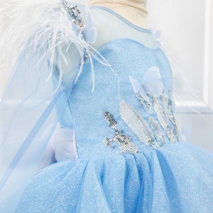 Blue Sparkling Christmas Holiday Girl Dress, Wedding Guest Flower Girl ...
