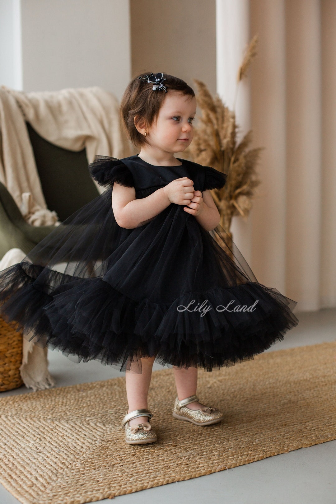 Black Summer Tutu Short Puffy Birthday Outfit, Photoshoot Girl Dress ...