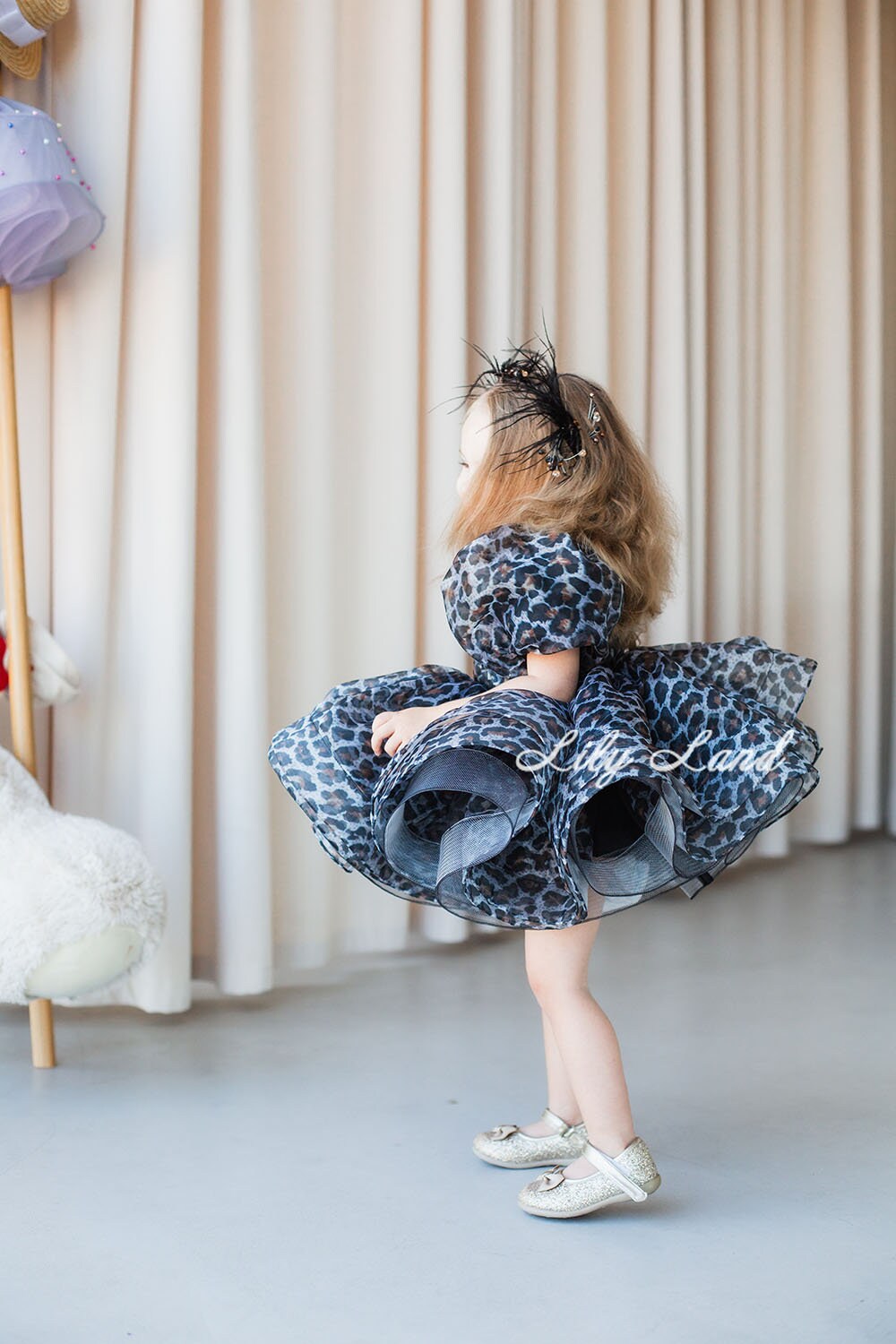 Leopard Puffy Halloween Birthday Baby Dress, Wedding Guest Dress With ...