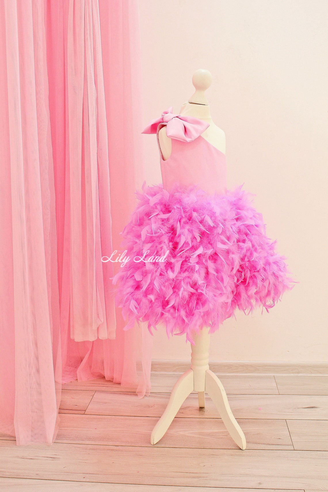Tutu Feathers Dress for Girl Birthday Girl Dress Hot Pink - Etsy