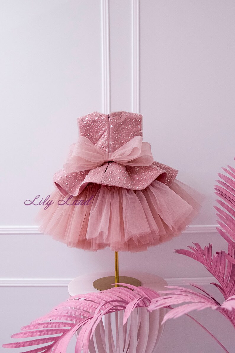 Dusty Rose Tutu Birthday Baby Dress Sparkling Flower Girl - Etsy