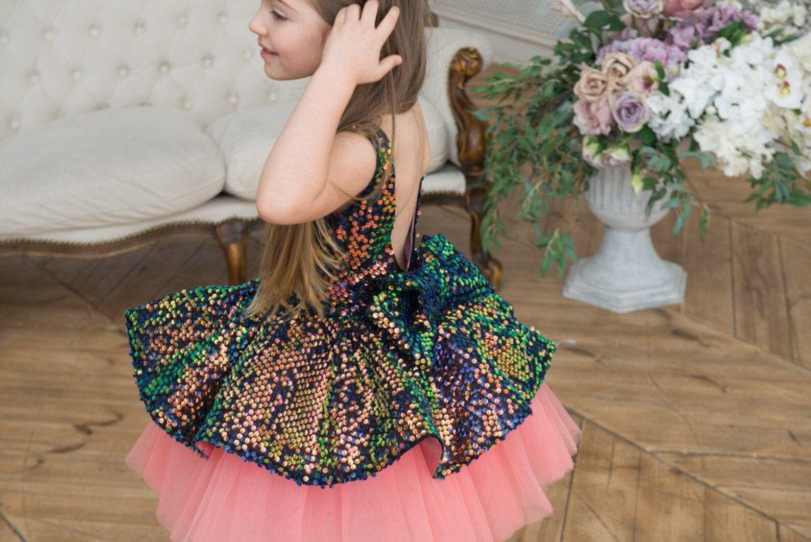 Sparkling Fluffy Baby Dress With Open Back and Bow Best - Etsy