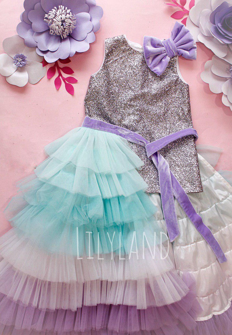 Silver Grey Kids Gown Dress Two in One Elegant Girls Dress - Etsy