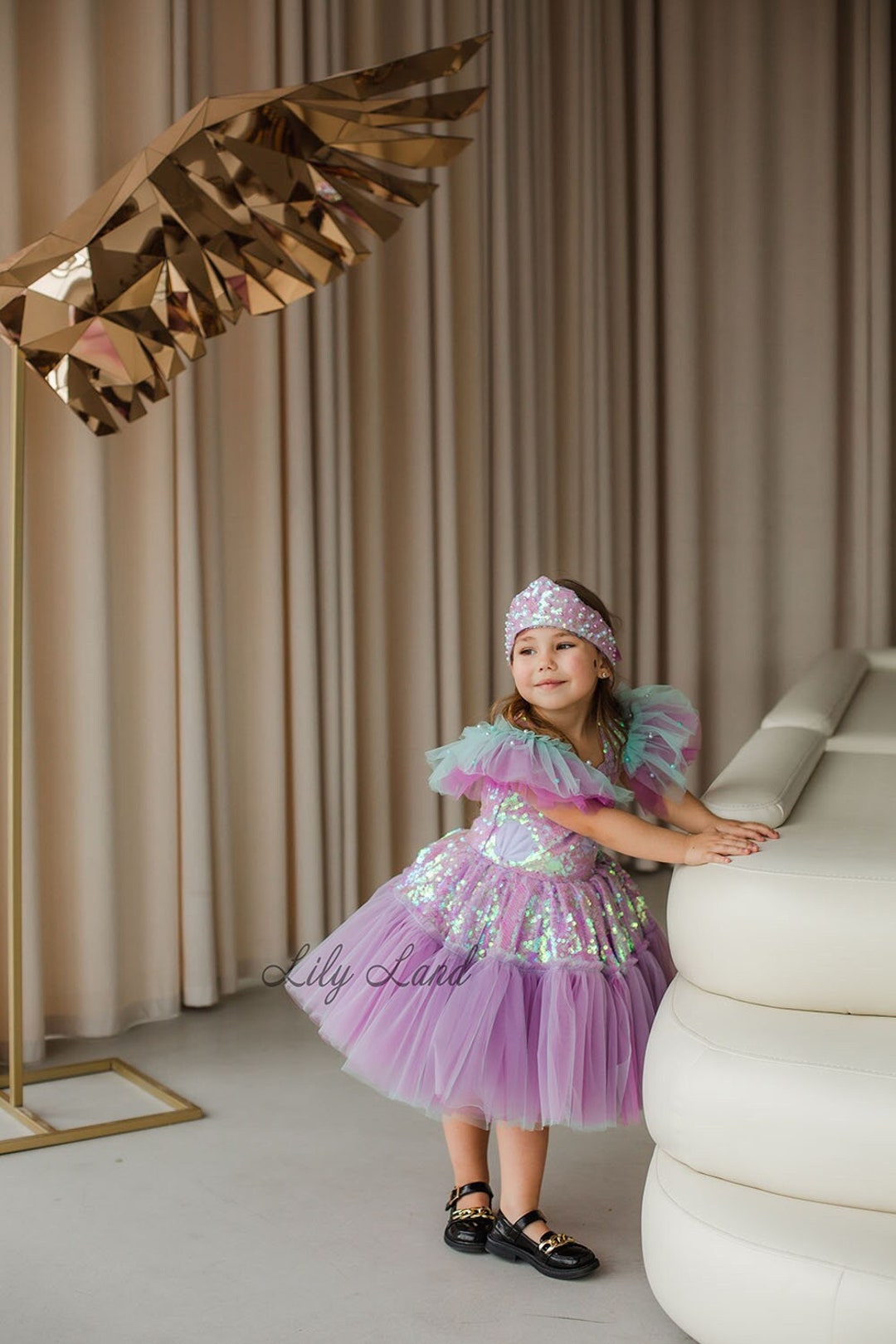 Purple Mermaid Theme Party Costume, Toddler Birthday Outfit, Starfish ...