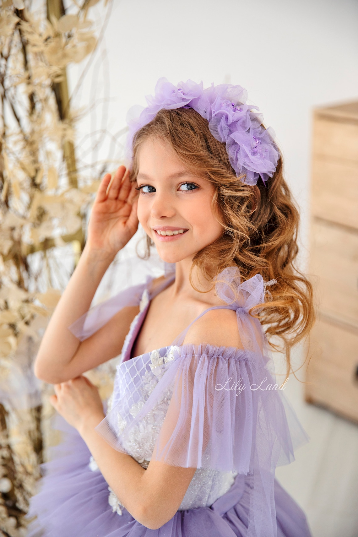 Lilac Flower Girl Dress Birthday Party Girl Dress Dress With Etsy